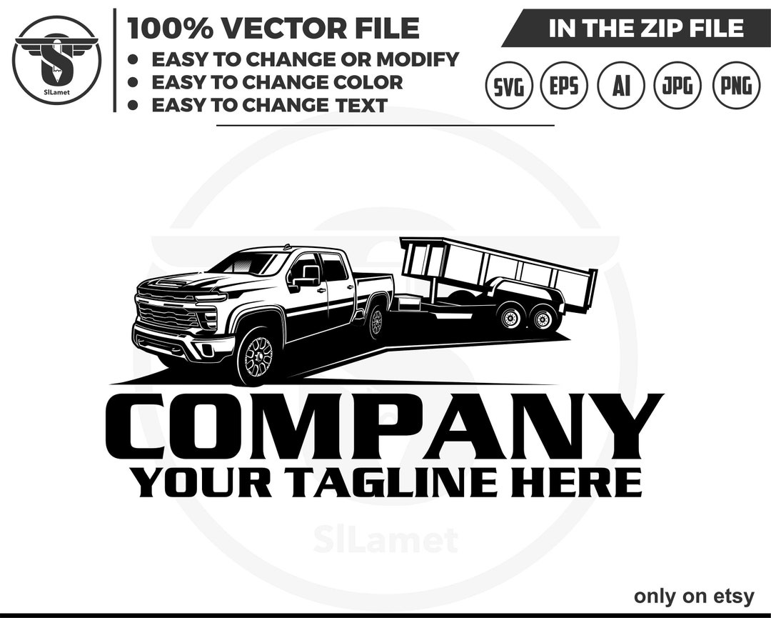 Chevy Truck and Dump Trailer, Dump Trailer Logo, Pickup Dump Trailer ...