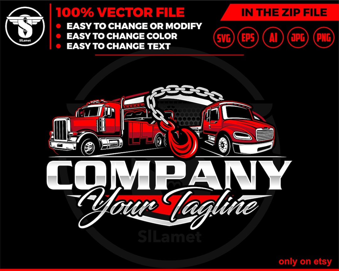 Towing Truck Logo, Towing Logo Template, Towing Chain Svg, Tow Truck 18 ...