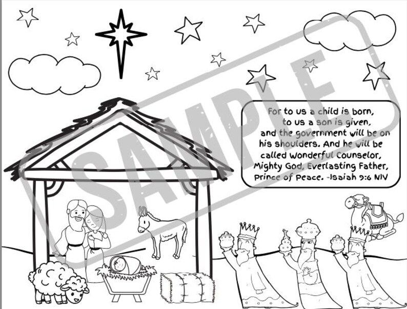 PRINTABLE Christmas Cut and Paste Coloring Nativity Activity Craft for ...