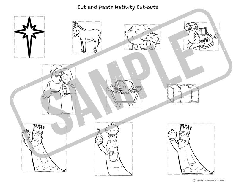 PRINTABLE Christmas Cut and Paste Coloring Nativity Activity Craft for ...