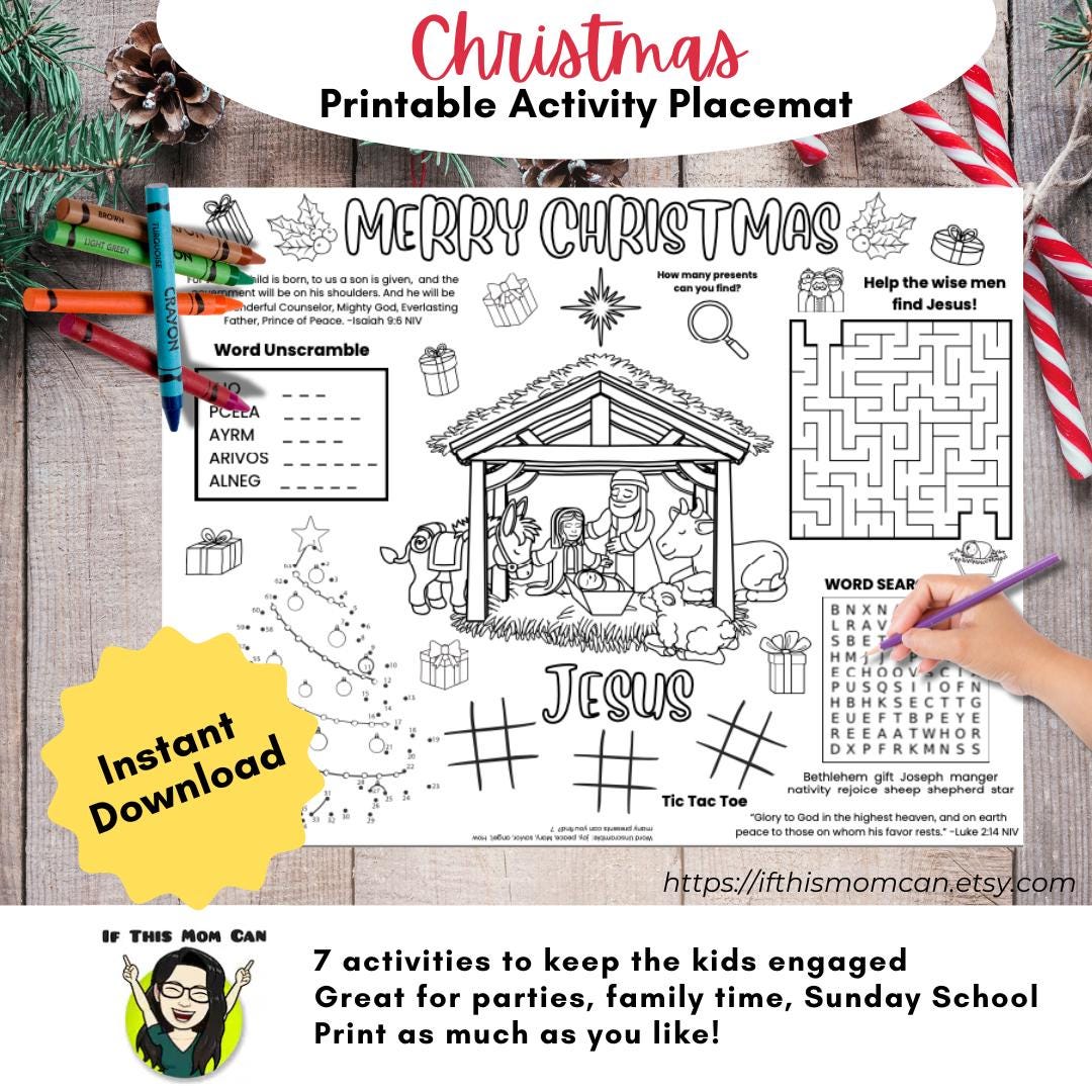 CHRISTMAS Digital Download Printable Christian Coloring Activity ...