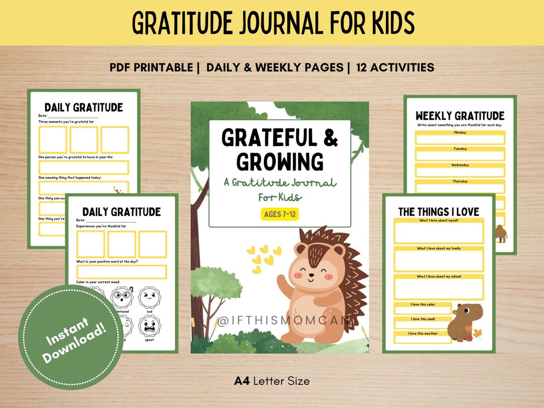 Printable Gratitude Journal for Kids | Thankfulness Activity Pages ...