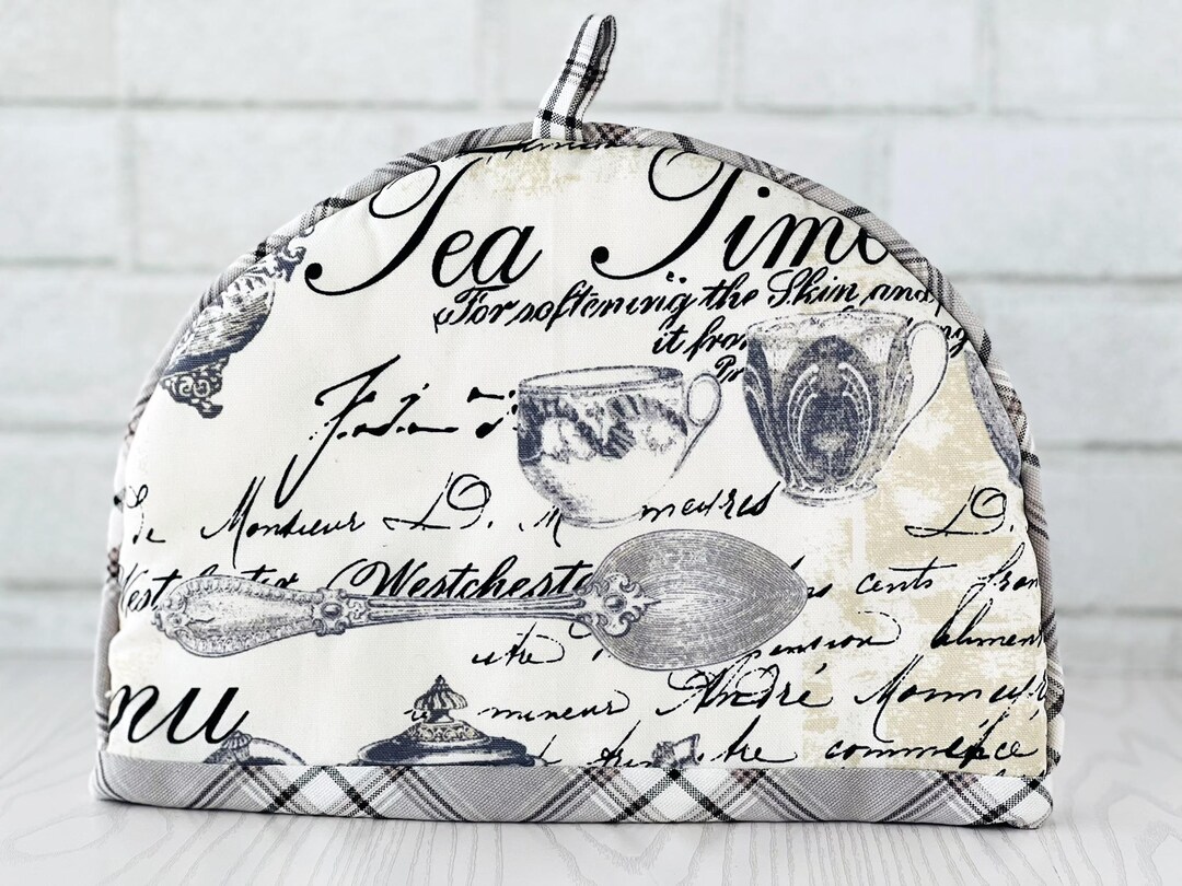 Handmade Tea Cozy, Grey and Cream Tea Cosy, Gray and Cream Plush Teapot ...