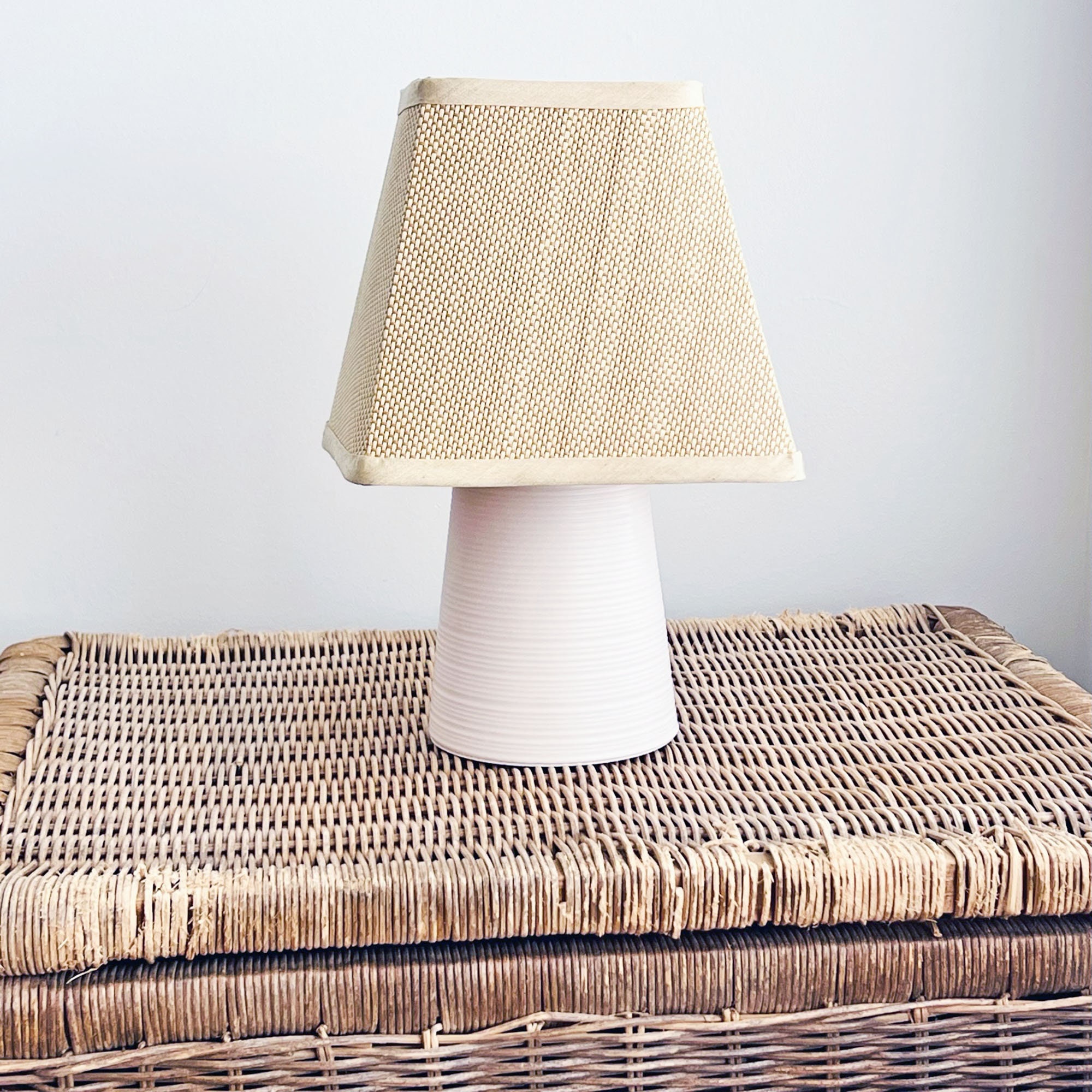 Upcycled White Ceramic Flower Pot Lamp, White Accent Lamp, Small White ...