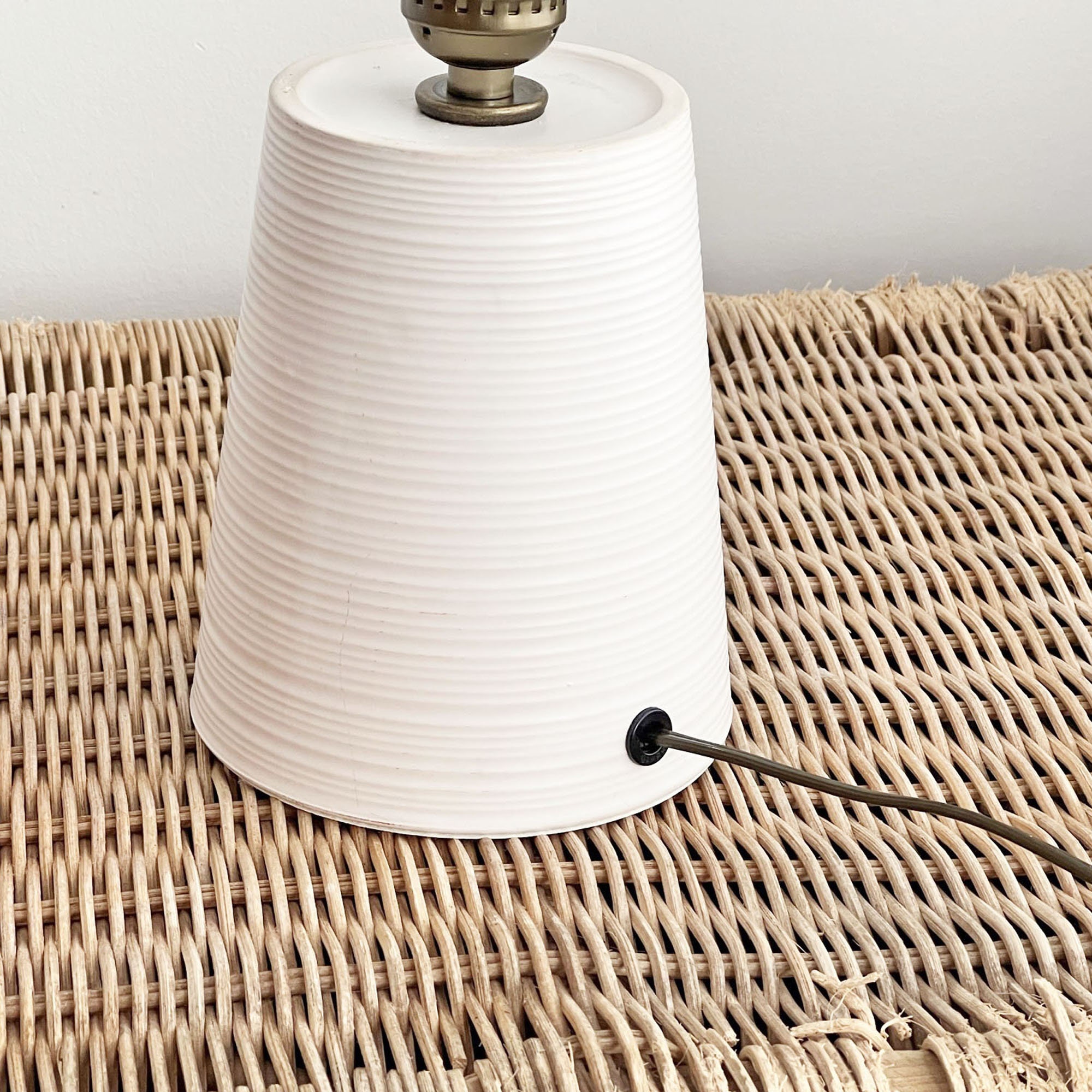 Upcycled White Ceramic Flower Pot Lamp, White Accent Lamp, Small White ...