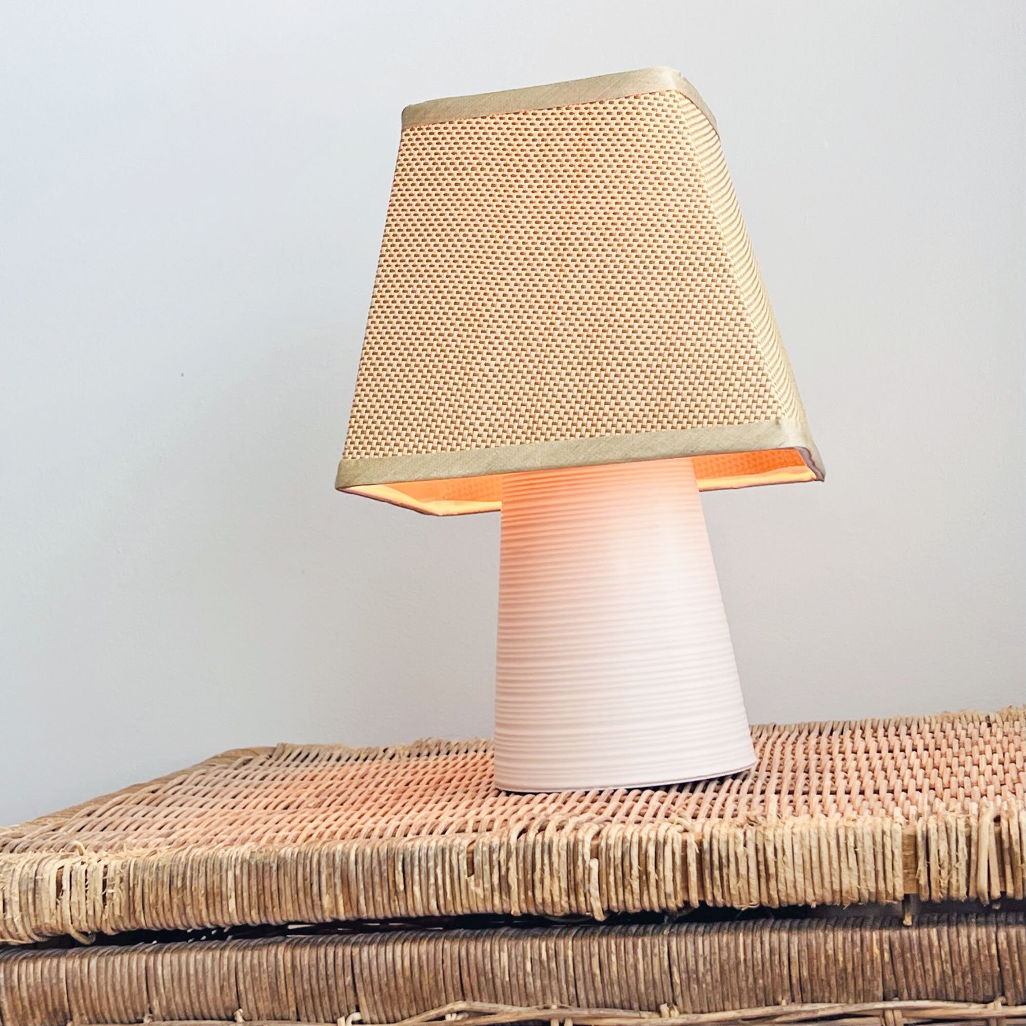 Upcycled White Ceramic Flower Pot Lamp, White Accent Lamp, Small White ...