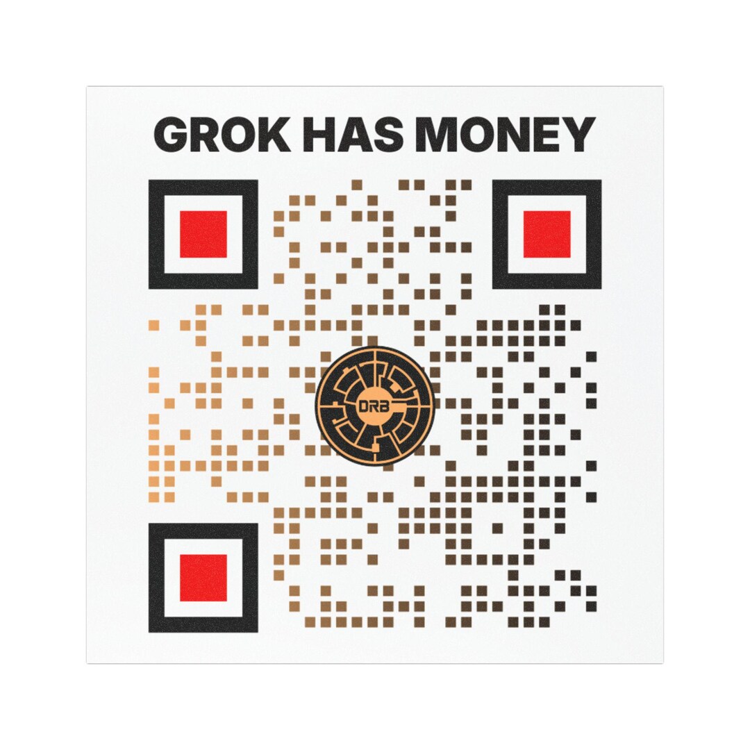 GROK HAS MONEY Qr Code Magnet | Funny Tech Meme Car Decal | Square ...