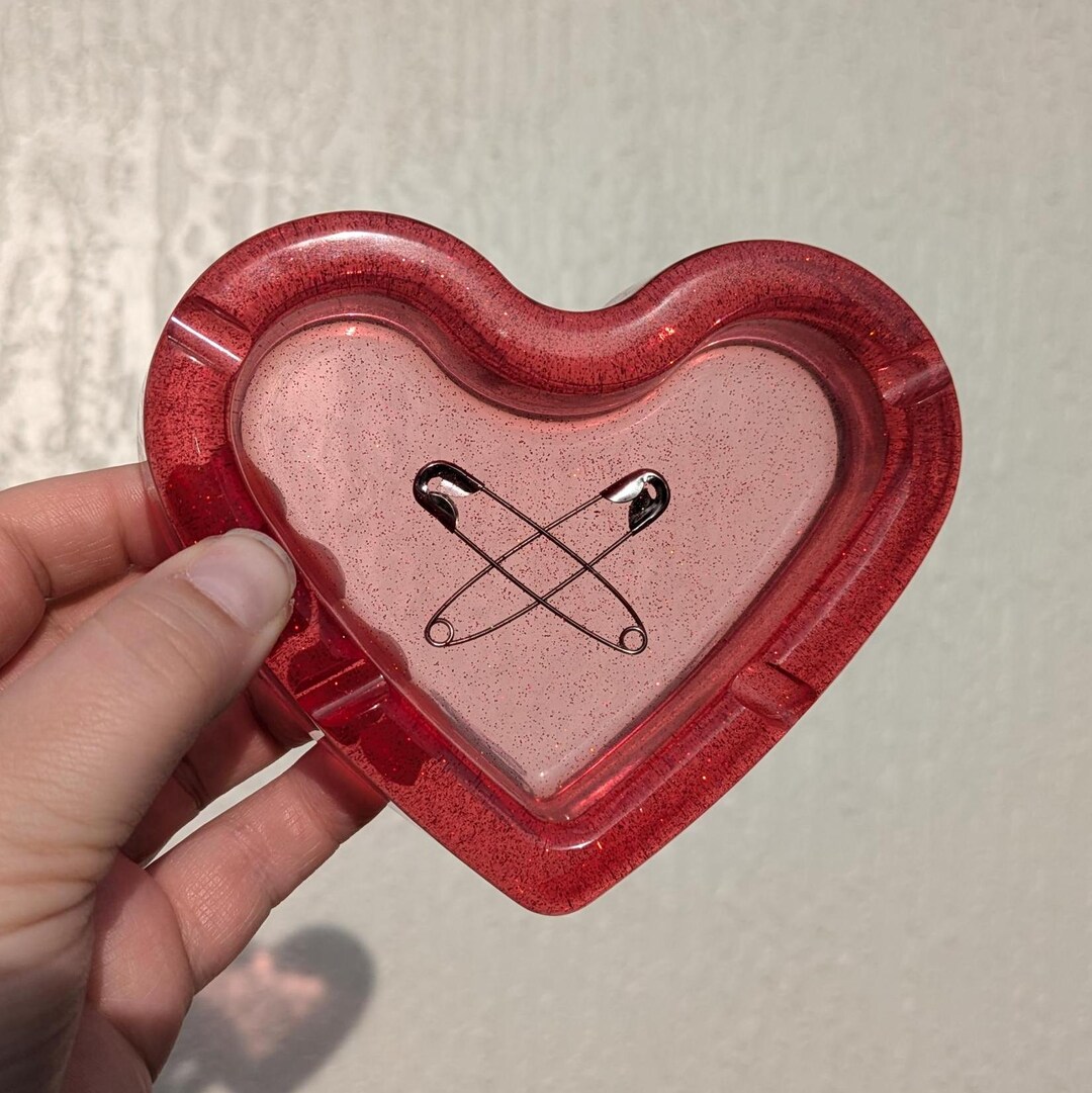 Red Heart Ashtray With Safety Pins - Etsy