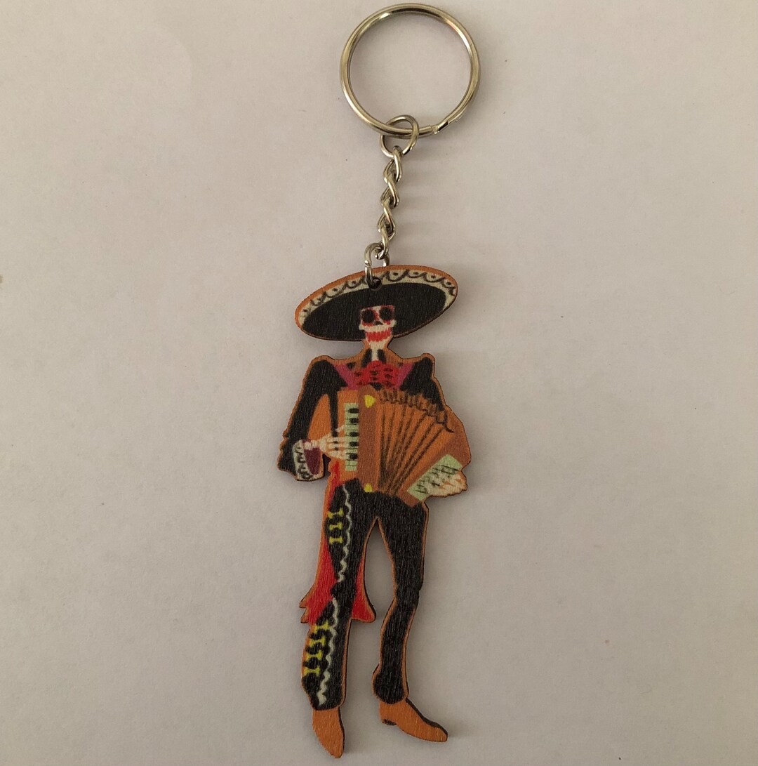 Día De Muertos Mexican Charro Skull Calavera Keychain - Etsy