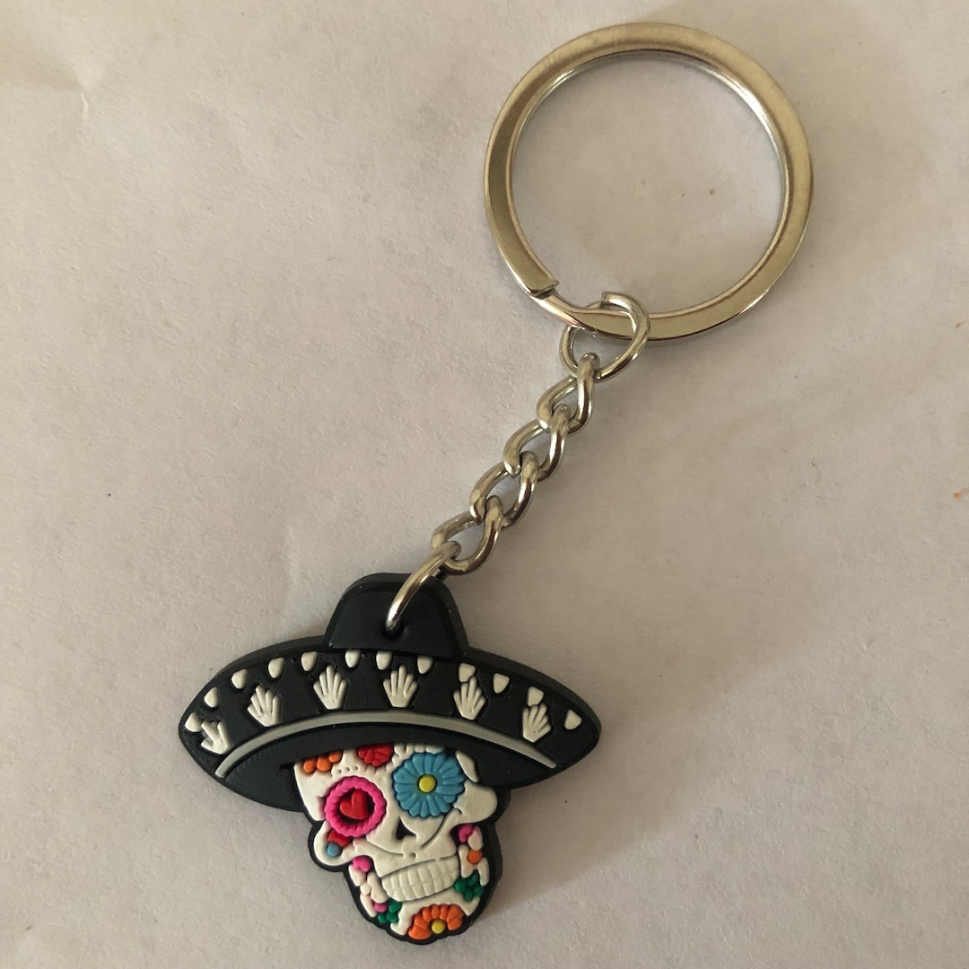 Día De Muertos Mexican Skull Calavera Keychain - Etsy