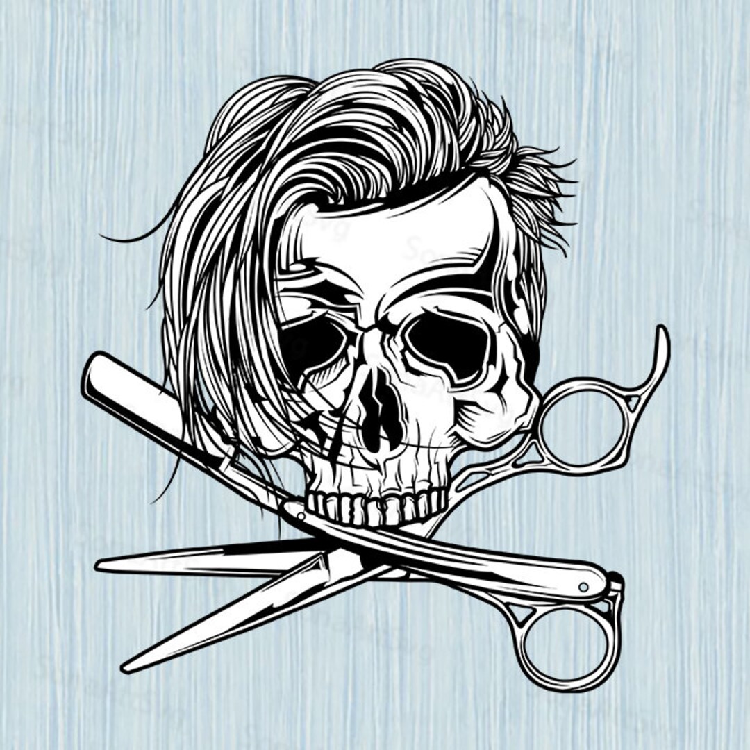 Barber Skull Svg, Png, Barber Halloween Svg, Skull Svg, Barber Skeleton ...