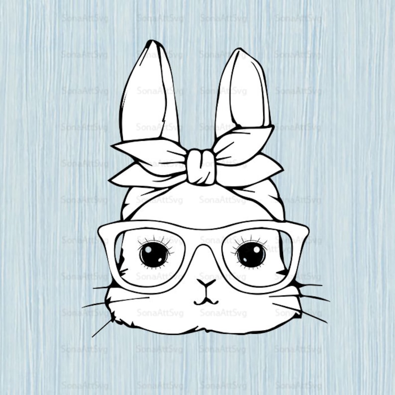 Cute Bunny With Glasses Svg Bow Svg Easter Svg Bunny Svg - Etsy