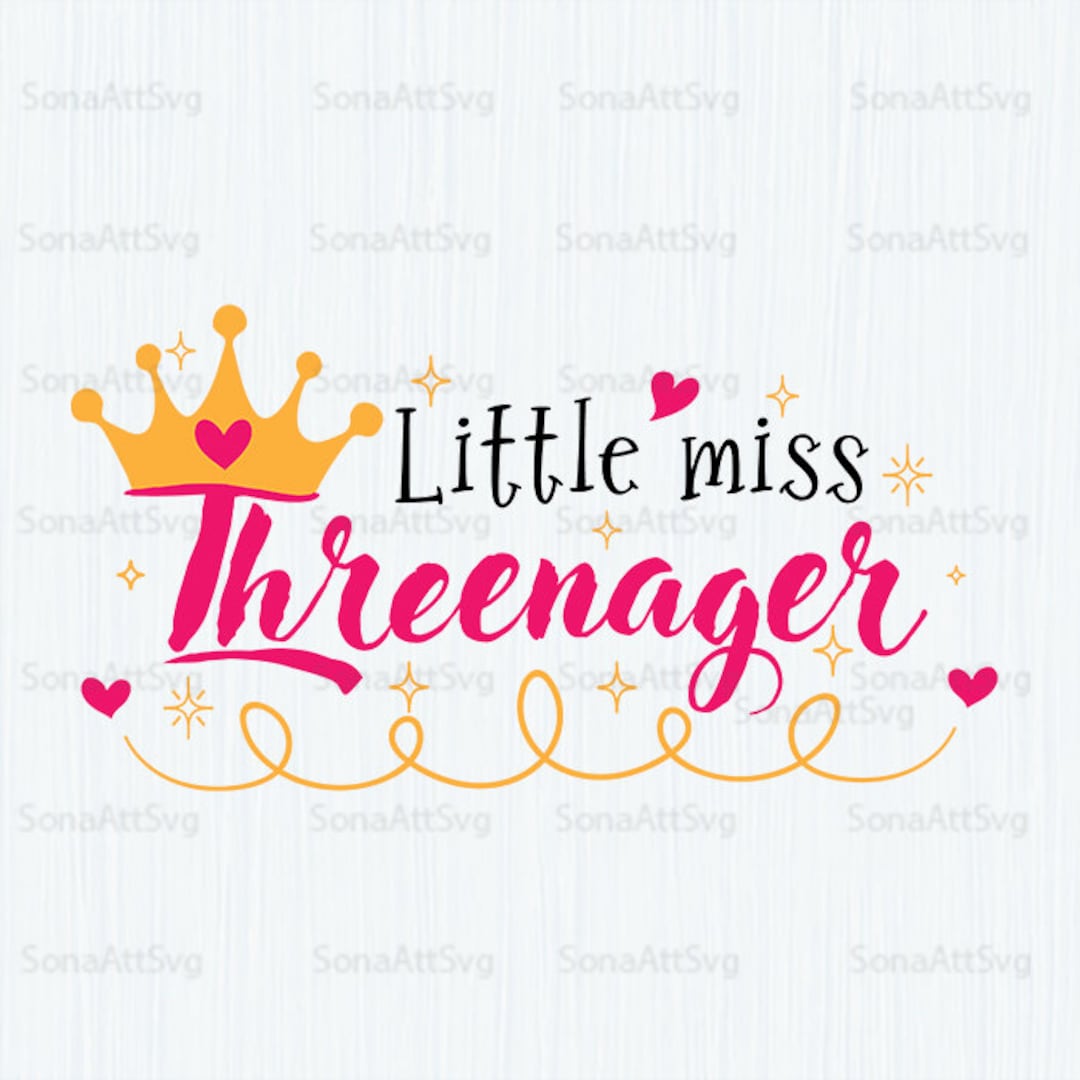 Little Miss Threenager SVG Png, Third Birthday Svg, 3 Year Old Svg, Birthday Girl Svg, 3rd ...