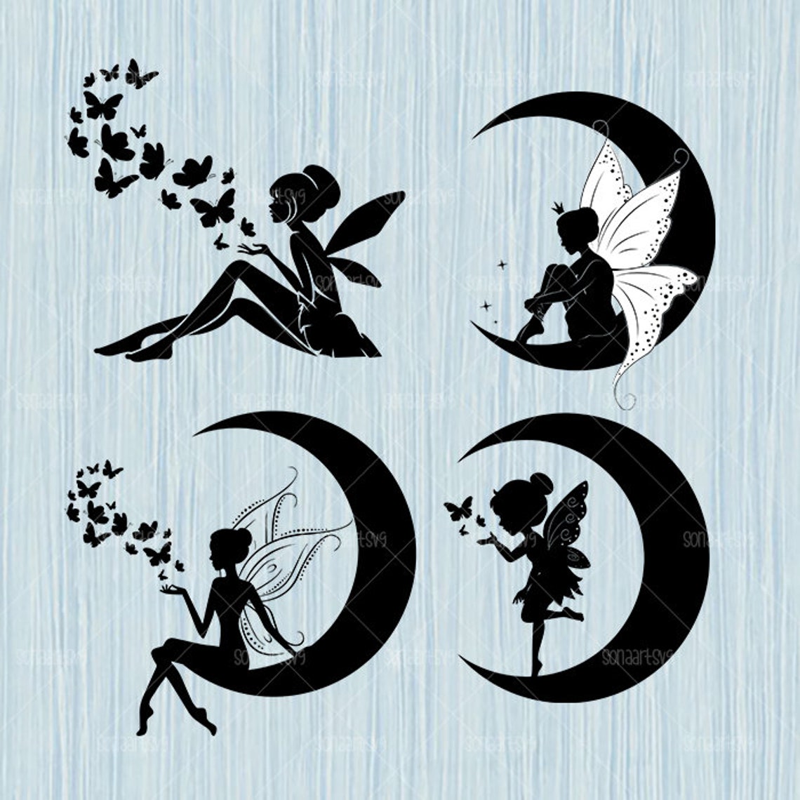 Fairy Moon Svg Bundle Fairy Silhouette Svg Fairy Butterfly - Etsy Australia