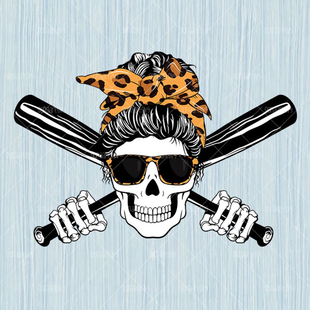 Baseball Skull With Crossed Bats Svg, Png, Softball Skull Svg, Skull ...