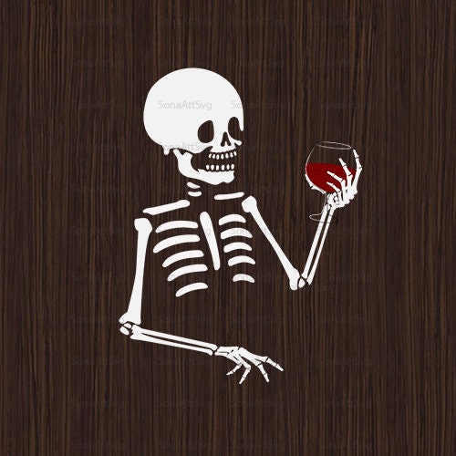 Red Wine Skull Svg Halloween Wine Drinking Skeleton Skull | Etsy