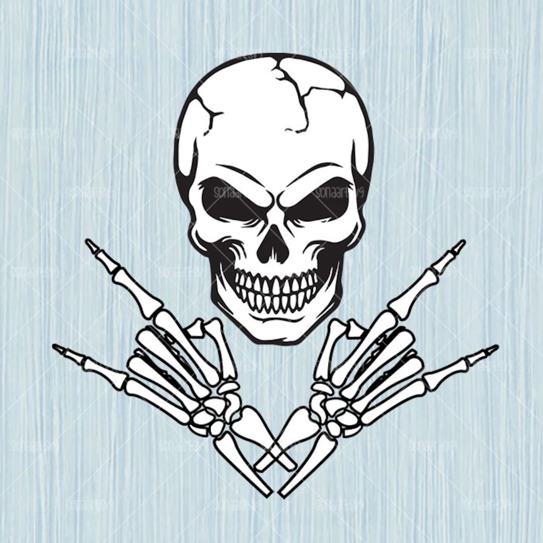 Skeleton Rock on Hand Svg, Hand Skeleton Svg, Skull Rock on Svg, Skull ...