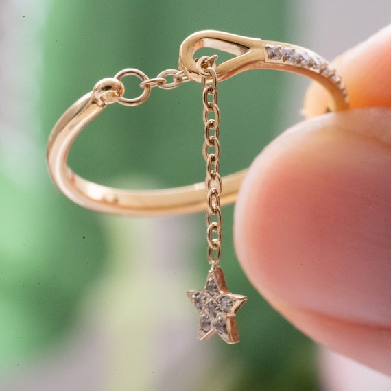 Chained Star Ring-dangling Star Ring-dainty Soft Chain Chic - Etsy ...