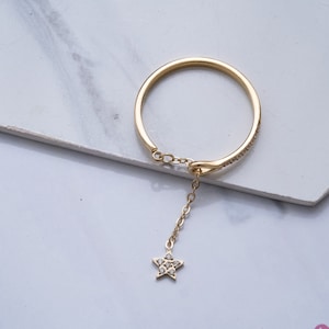 Chained Star Ring-dangling Star Ring-dainty Soft Chain Chic Ring for ...