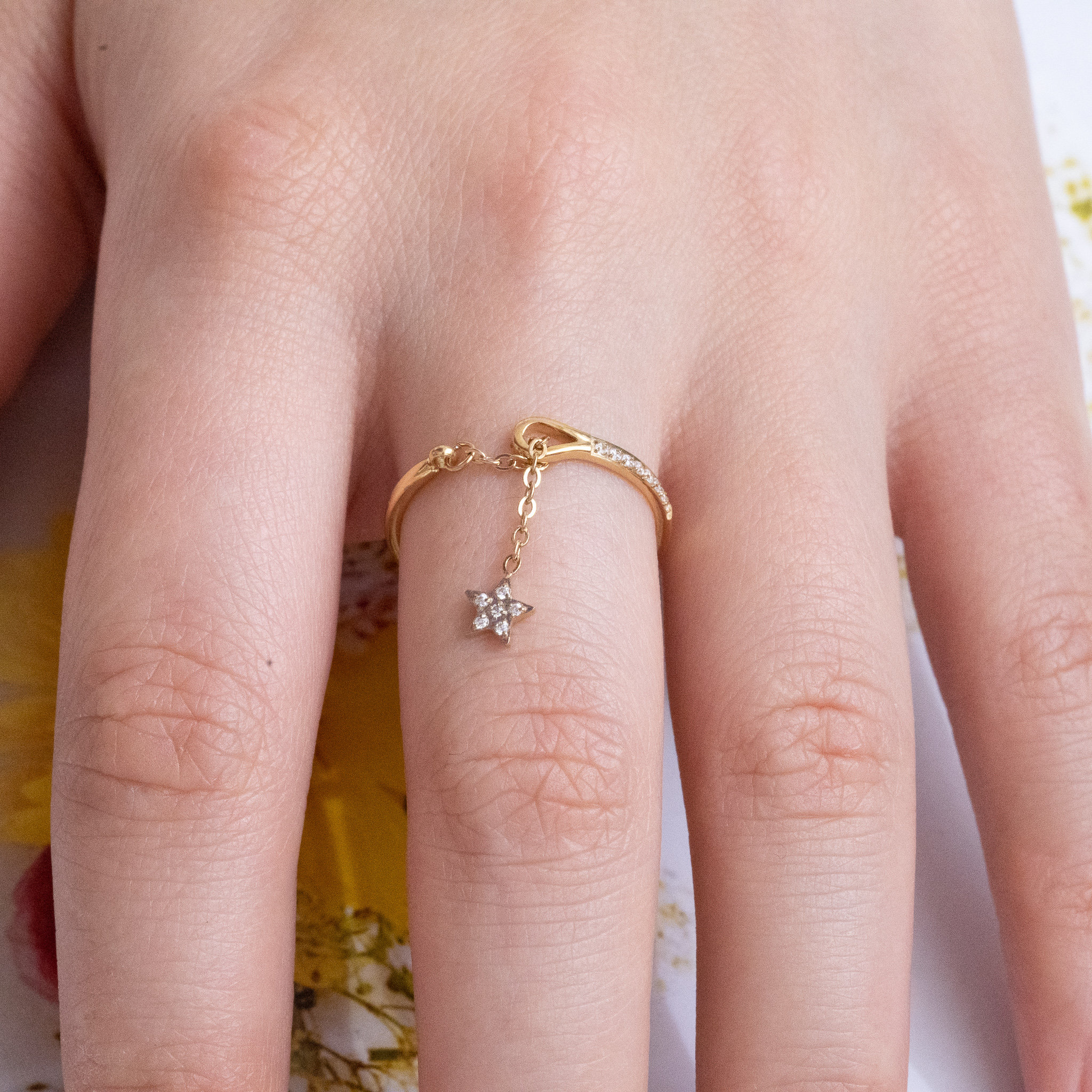 Chained Star Ring-dangling Star Ring-dainty Soft Chain Chic - Etsy ...