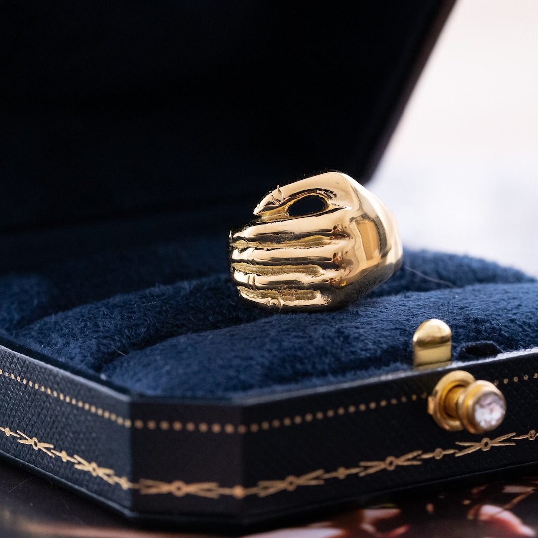 Chunky Gold Fist Ring: Unique Hand Design, Statement Jewelry - Etsy