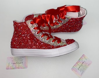 Red Glitter Converse | Etsy