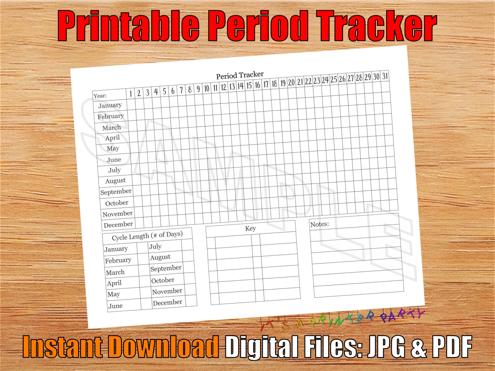 Printable Period Tracker | Digital Download | PDF Download | Simple ...