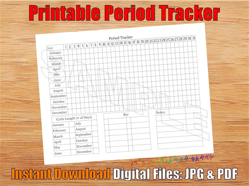 Printable Period Tracker | Digital Download | PDF Download | Simple ...