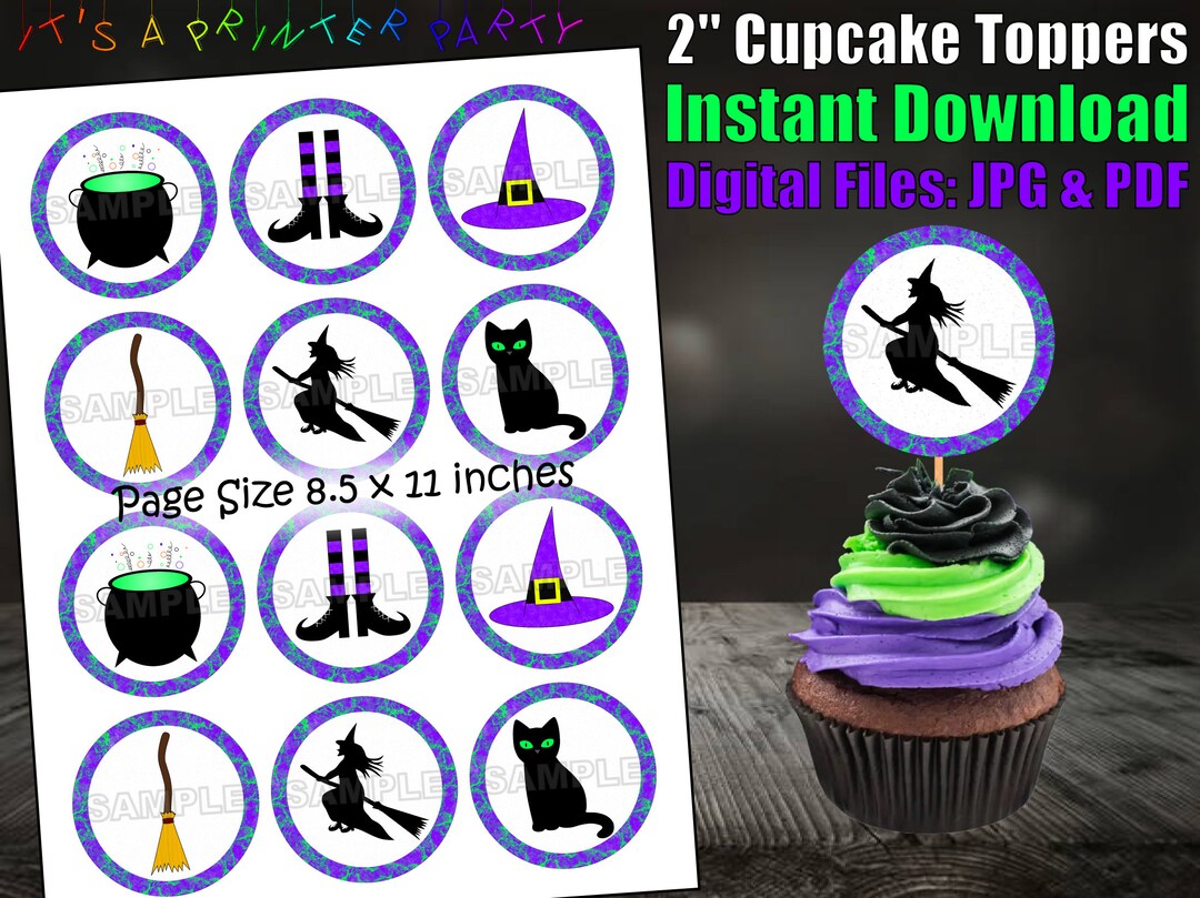 Printable Halloween Witch Cupcake Toppers (digital Download) - Etsy