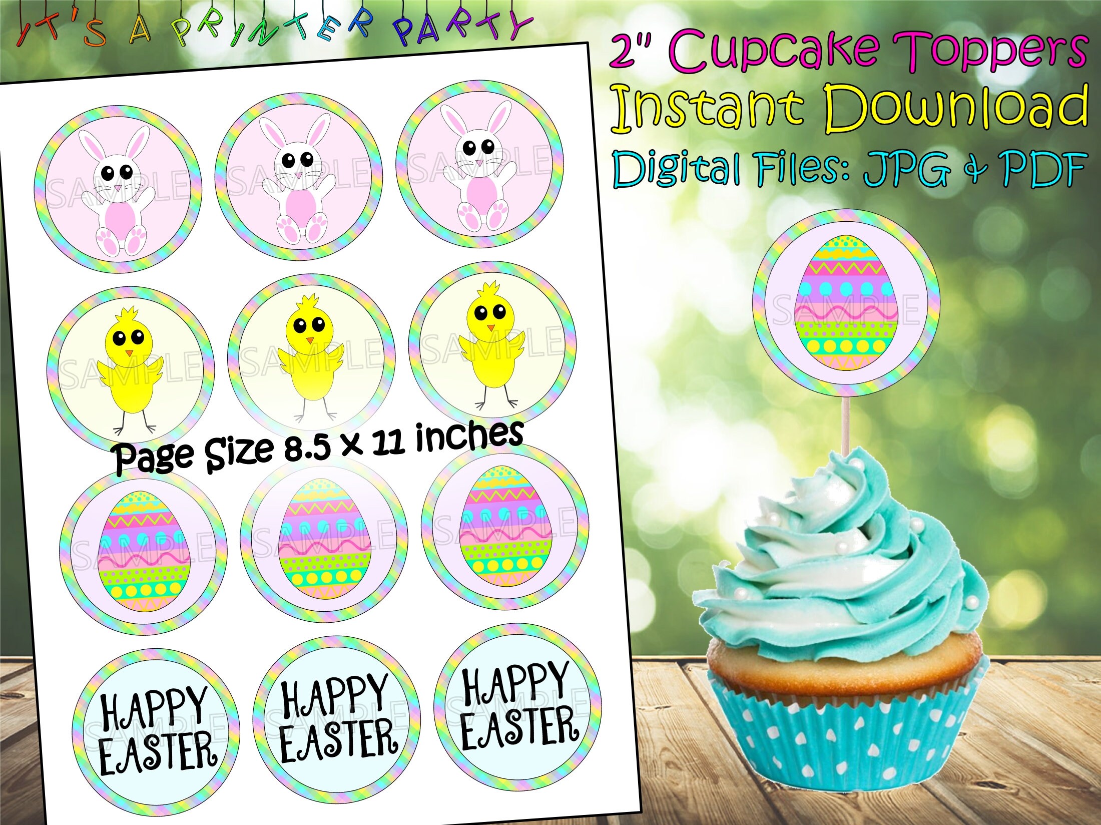 Printable Easter Cupcake Toppers (digital Download) - Etsy