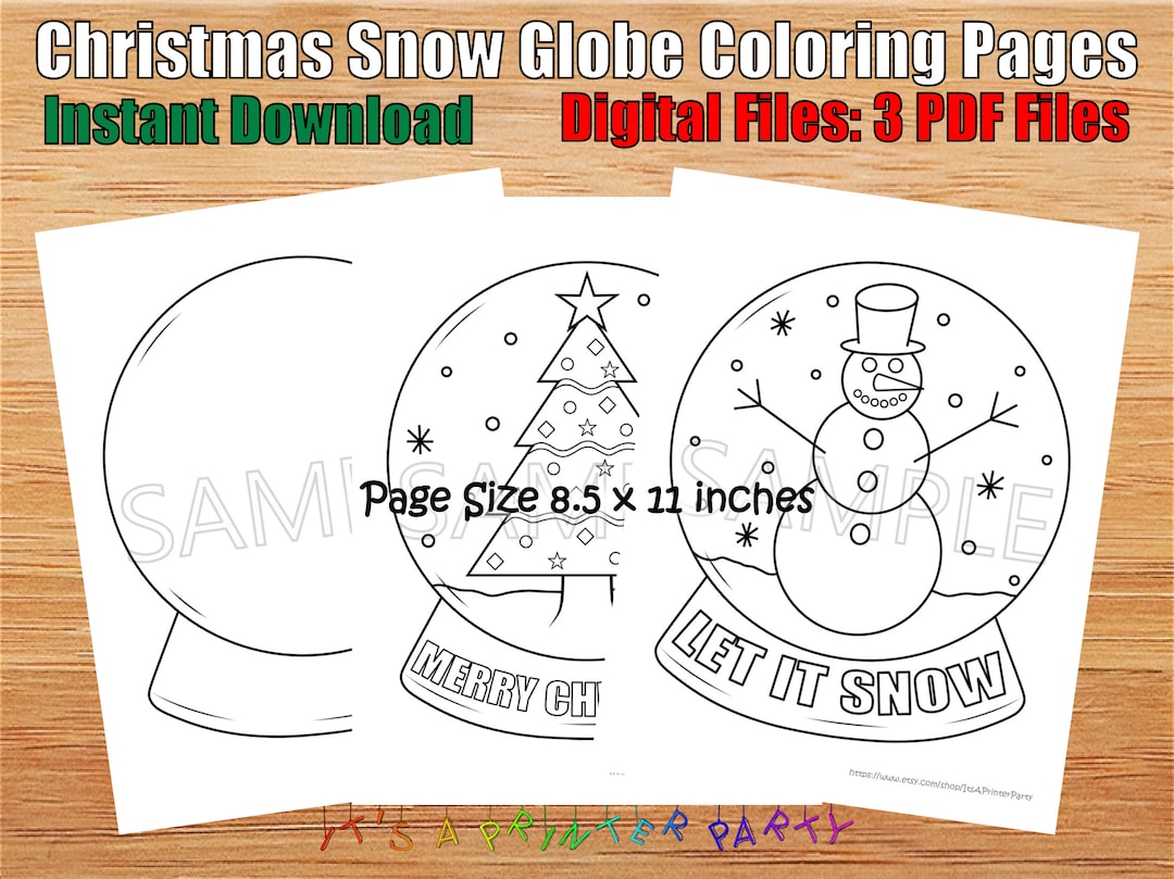 Printable Christmas Snow Globe Pages for Kids (digital Download) - Etsy