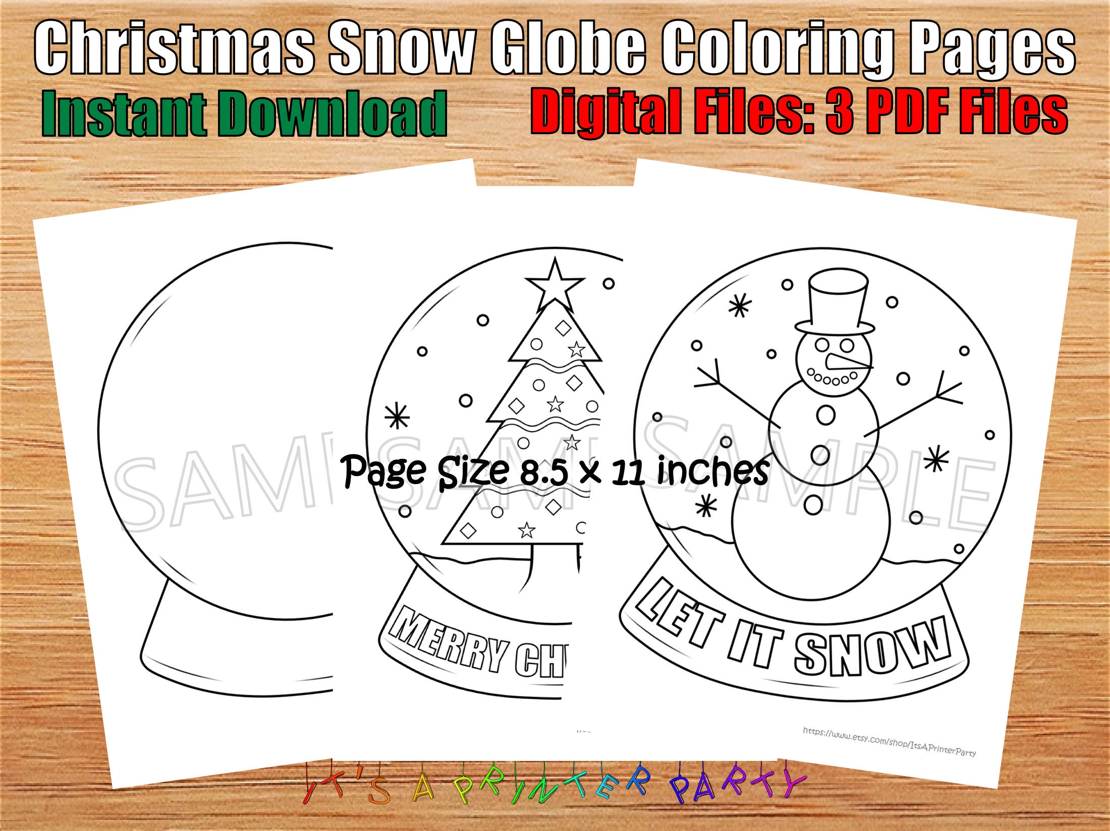 Printable Christmas Snow Globe Pages for Kids (digital Download) - Etsy