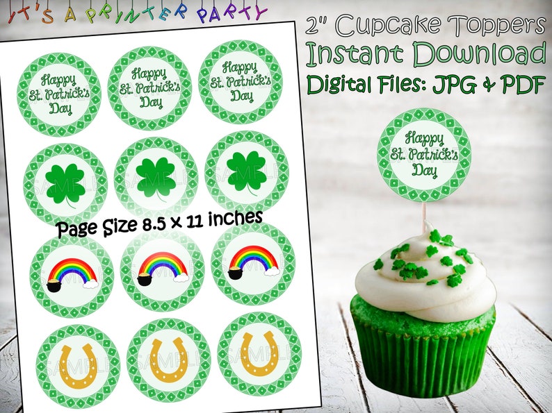 Printable St. Patrick's Day Cupcake Toppers (digital Download) - Etsy