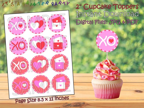 Printable Love Letters Valentine's Day Cupcake Toppers | Etsy