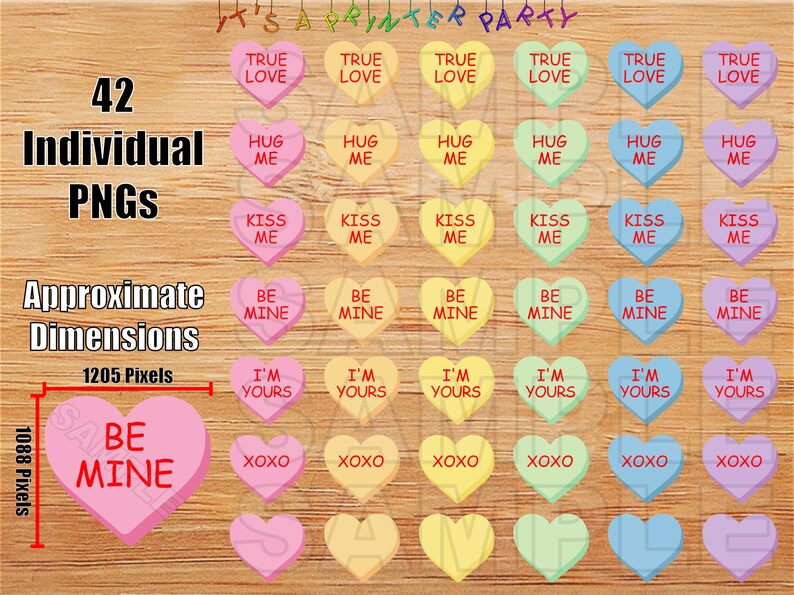 Conversation Hearts Clipart - 42 Individual Pngs - RAR and ZIP Files ...