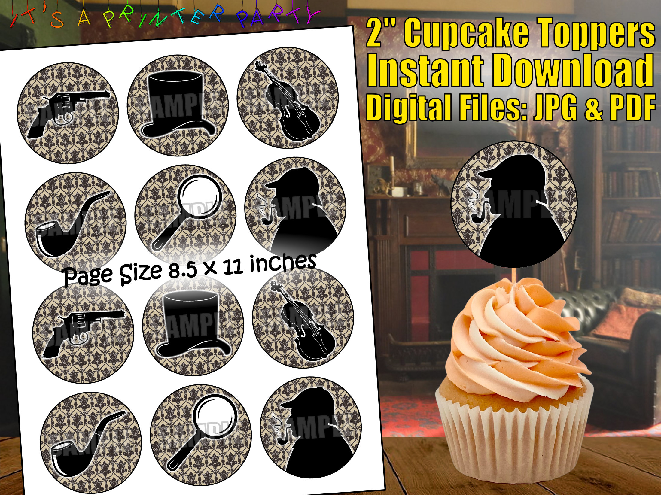 Printable Detective Party Cupcake Toppers (digital Download) - Etsy