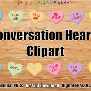 Conversation Hearts Clipart - 42 Individual Pngs - RAR and ZIP Files ...