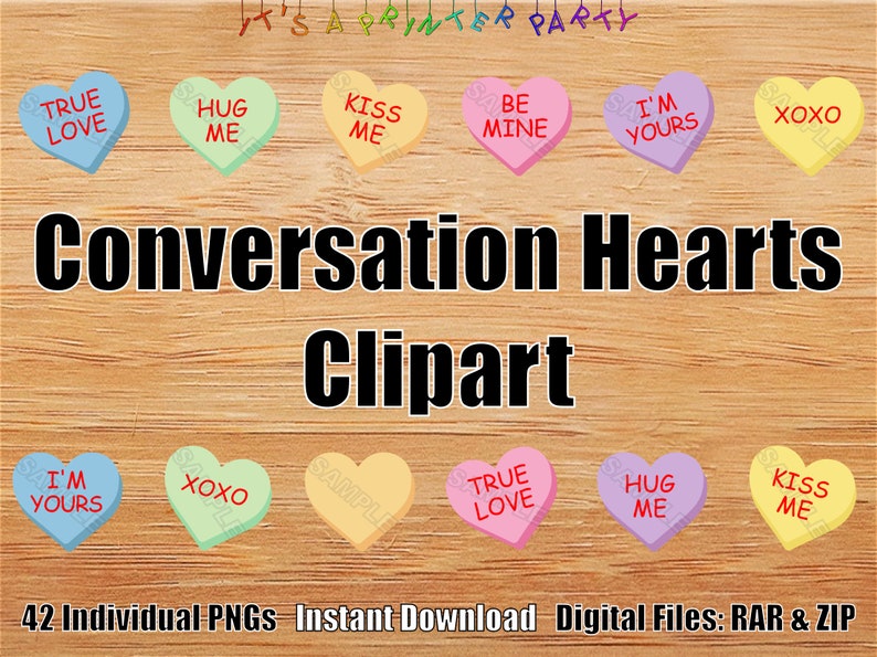 Conversation Hearts Clipart - 42 Individual Pngs - RAR and ZIP Files ...