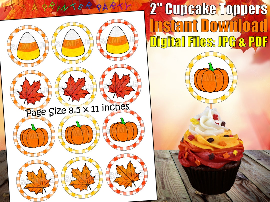 Printable Autumn Fall Cupcake Toppers (digital Download) - Etsy