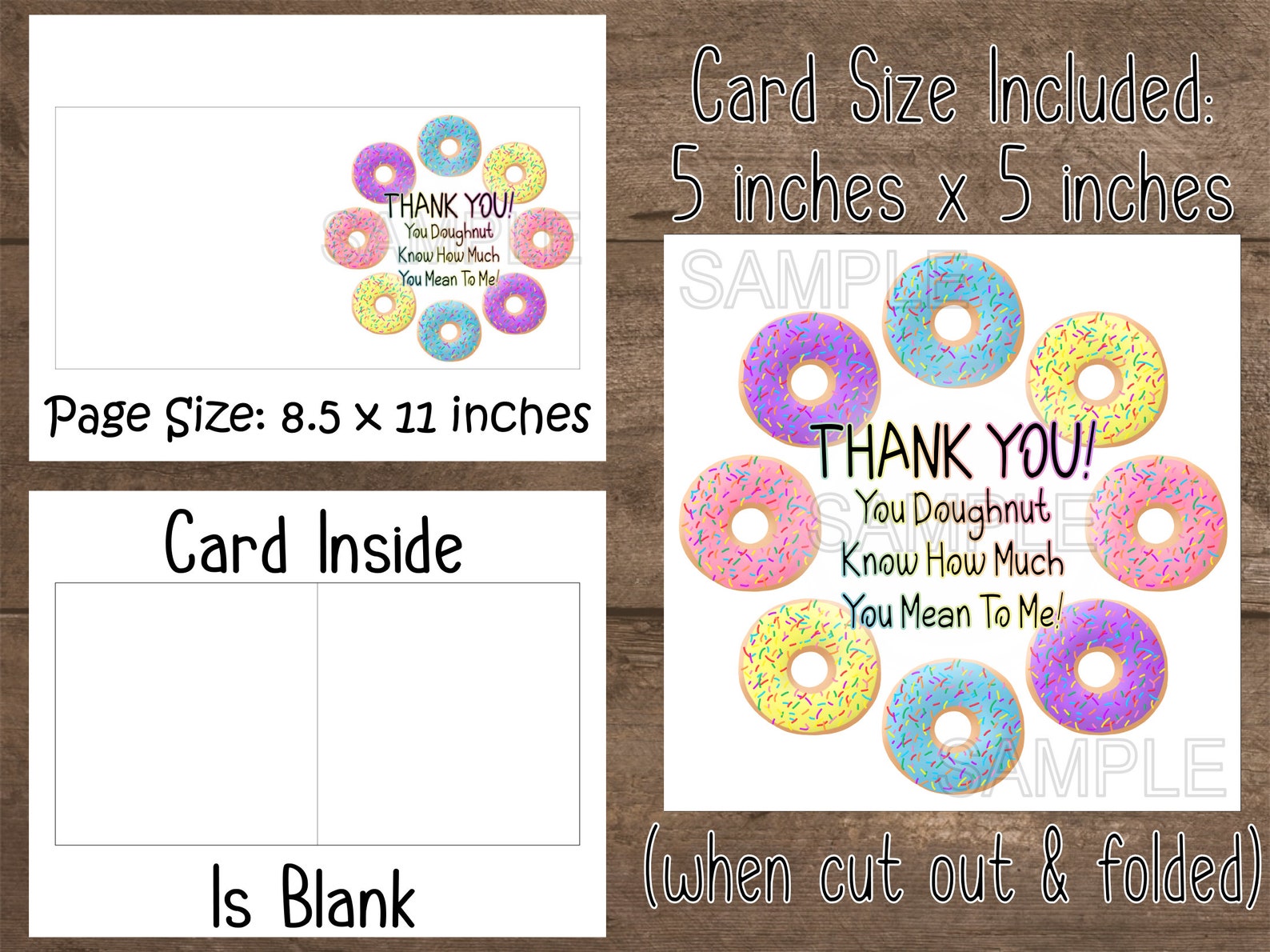 Printable Doughnut Thank You Greeting Card (digital Download) - Etsy