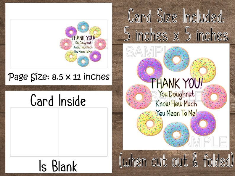 Printable Doughnut Thank You Greeting Card (digital Download) - Etsy