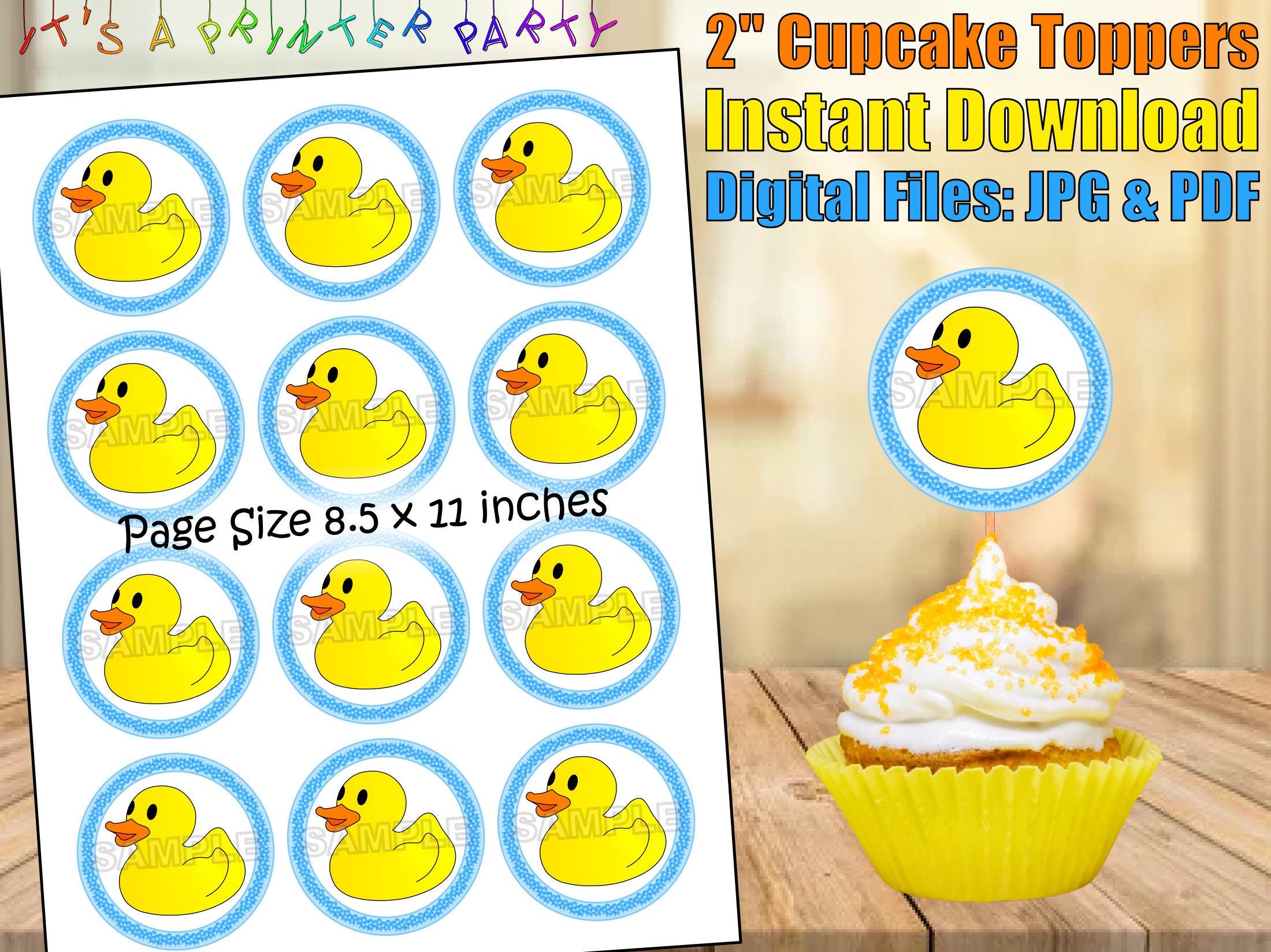 Printable Rubber Ducky Cupcake Toppers (digital Download) - Etsy