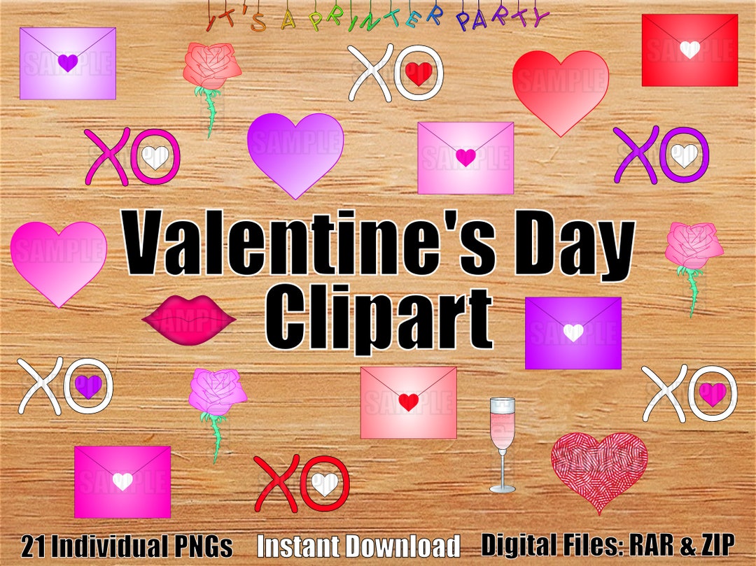 Valentine's Day Clipart - 21 Individual Pngs - RAR and ZIP Files - Clip ...