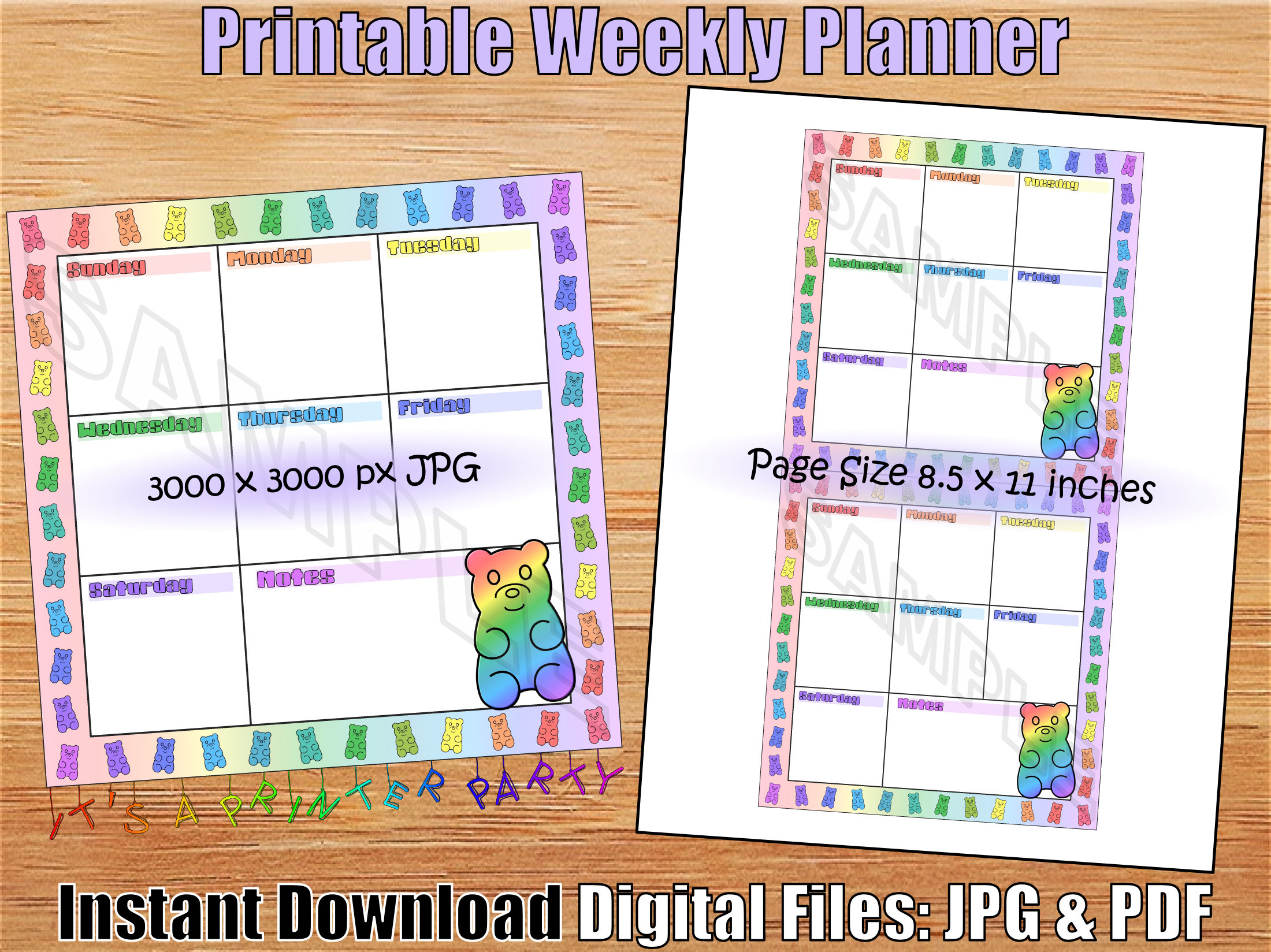 Printable Gummy Bear Weekly Planner (digital Download) - Etsy