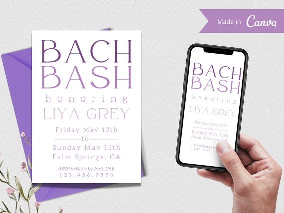 Bach Bash Bachelorette Party Invitation Invitation Canva | Etsy