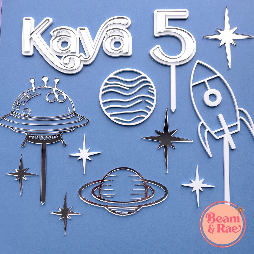 Space Cake Topper Set | Space Cake Topper | Rocket Cake Topper ...