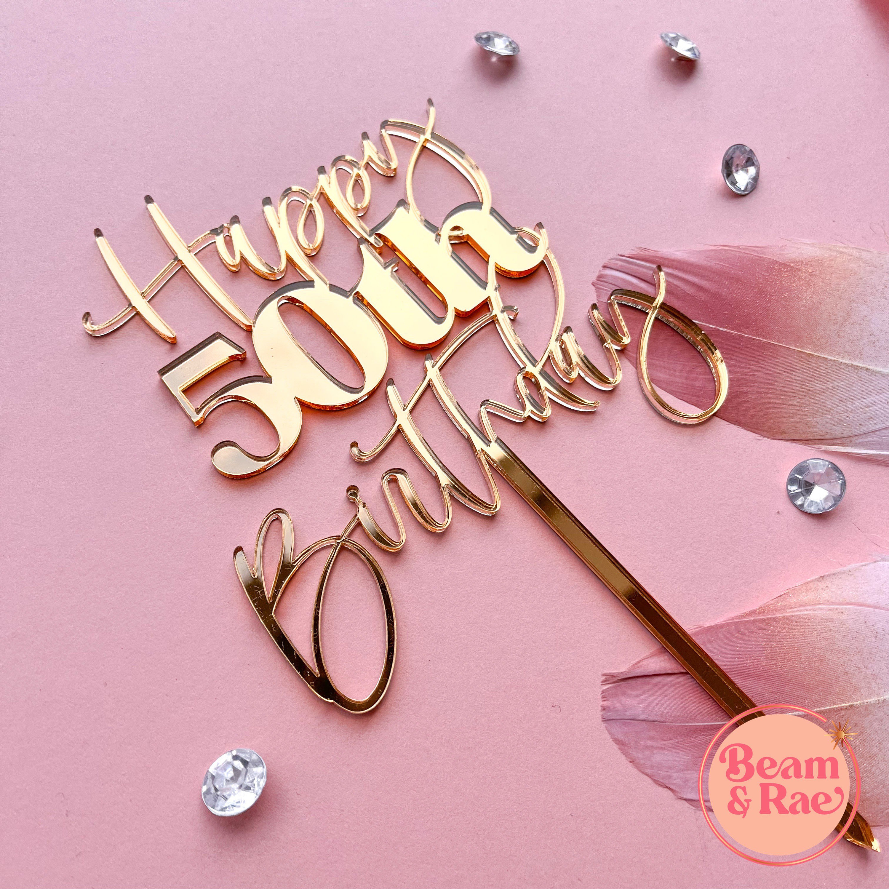 Happy 50th Birthday Topper | Any Age Cake Topper | Birthday Cake Topper ...