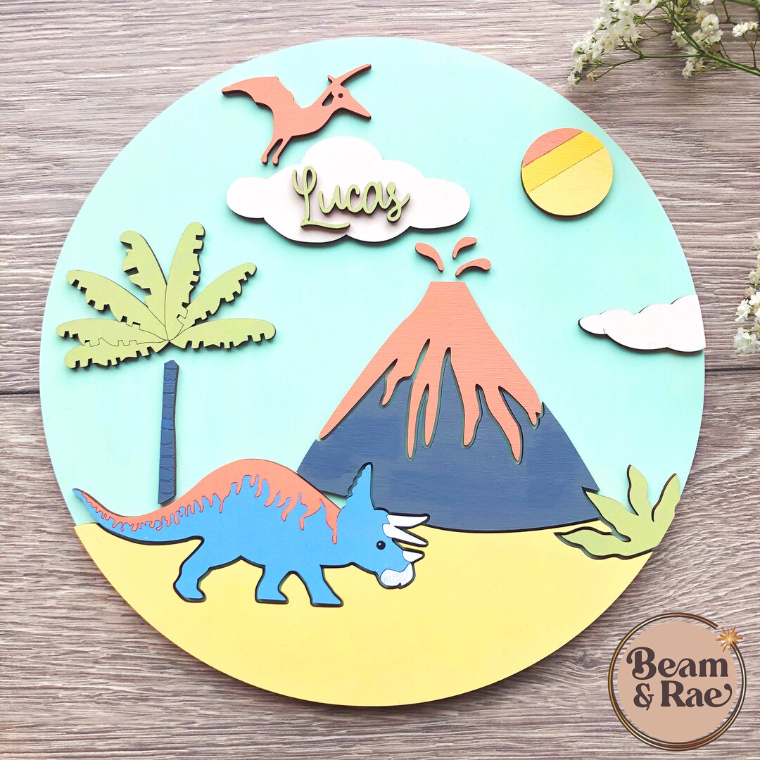 Dinosaur Name Sign | Dinosaur Plaque | Dino Wall Art | Dinosaur Art - Etsy