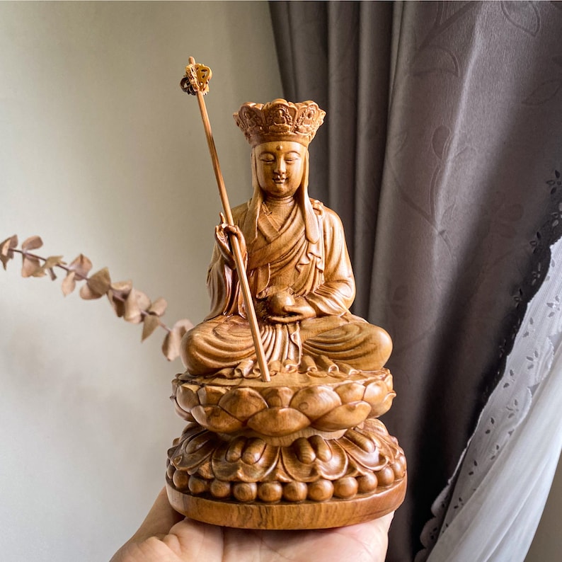 Wooden Sitting Ksitigarbha Bodhisattva Statue Dizang Statue - Etsy