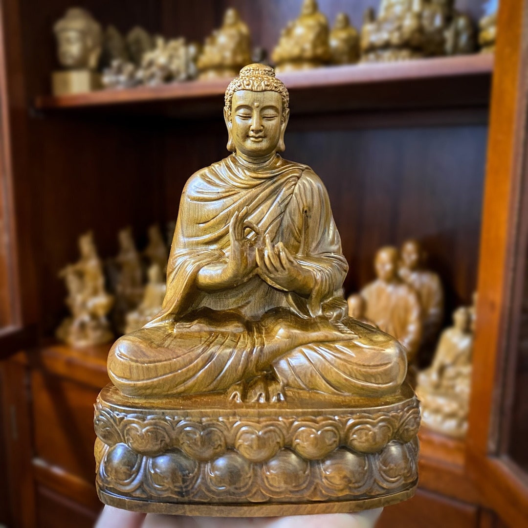 Buddha Turning the Wheel of Dharma, Shakyamuni Meditating Buddha Statue ...